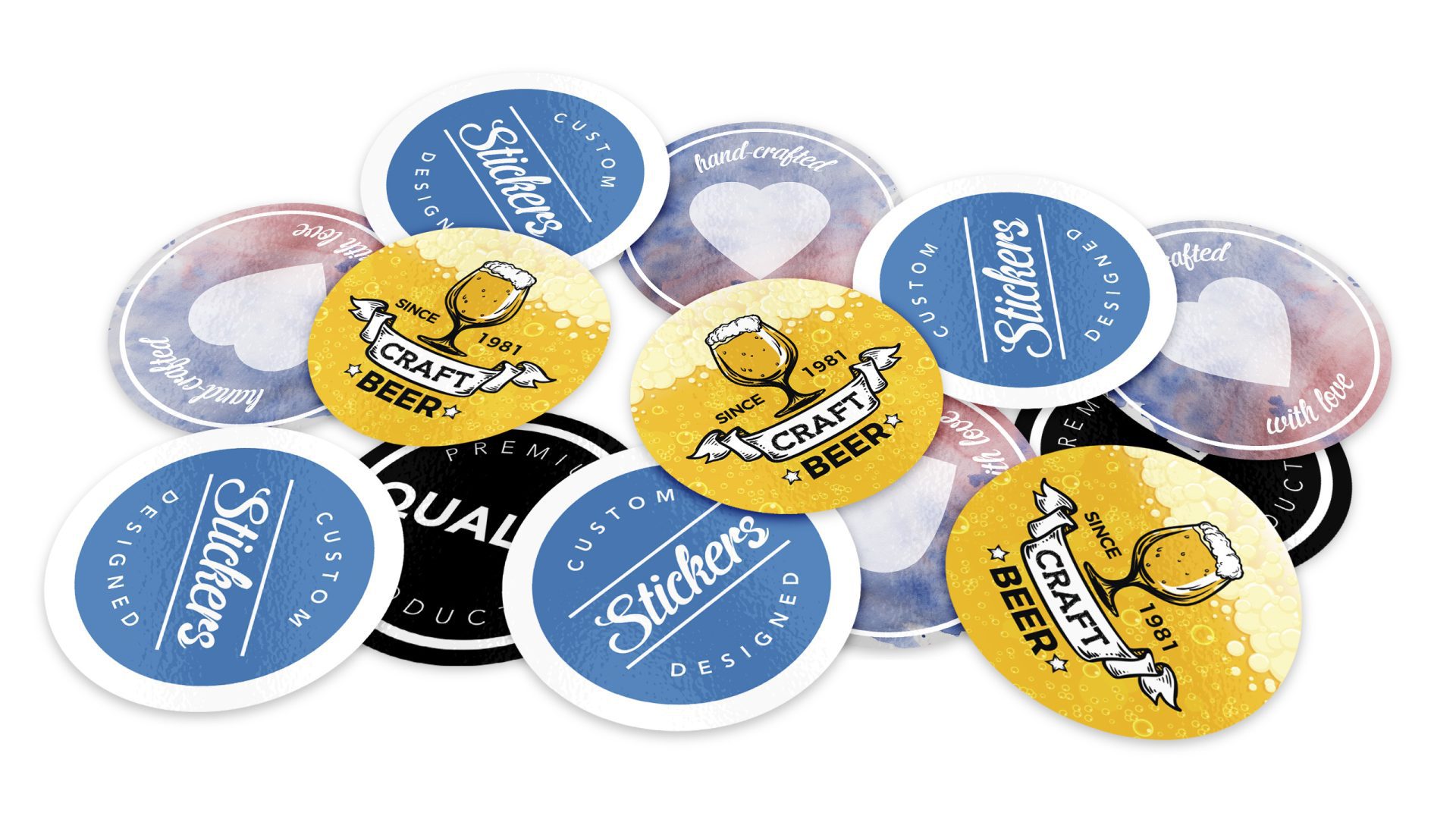 What materials are custom stickers made from?